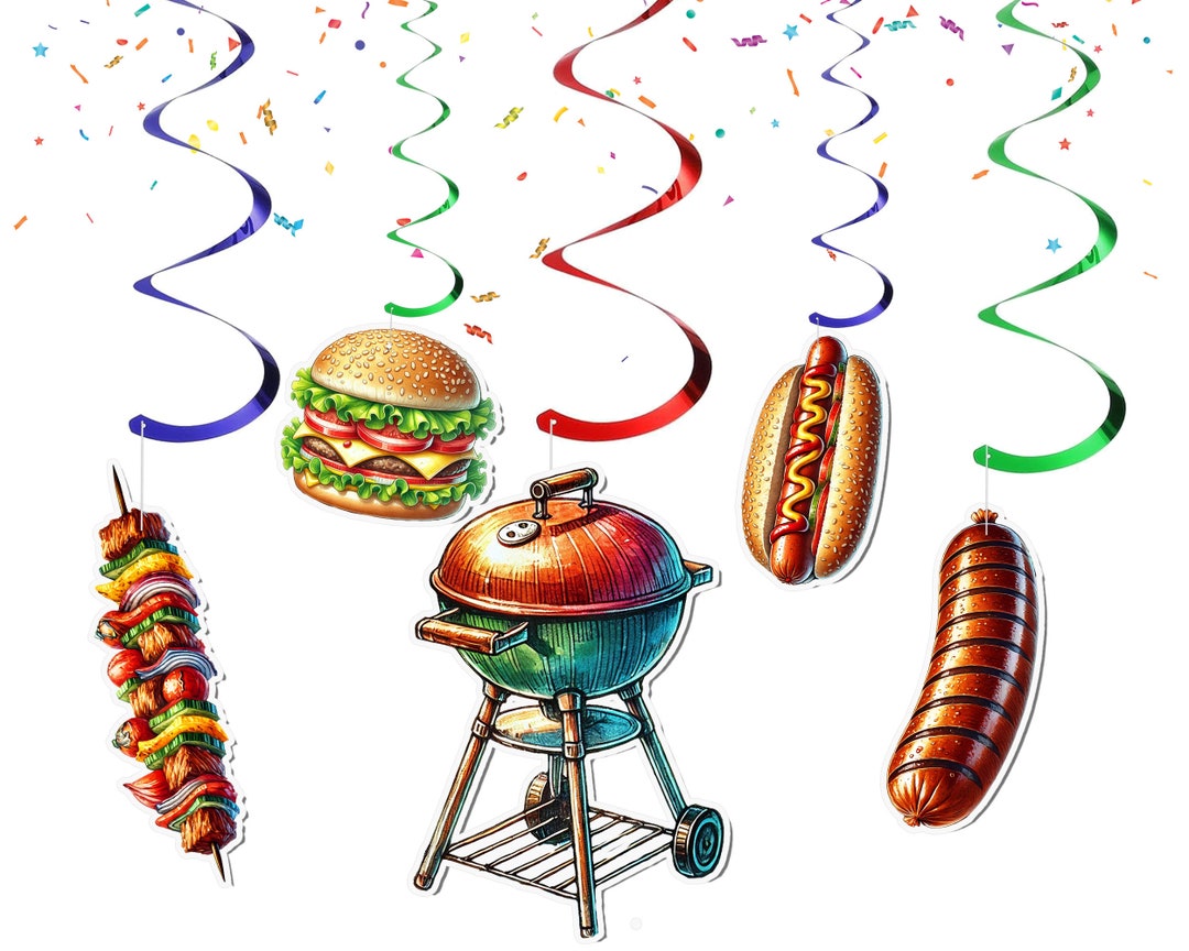 Sizzling BBQ Party Streamers Set of 10 Fun Grill-themed Decorations for ...