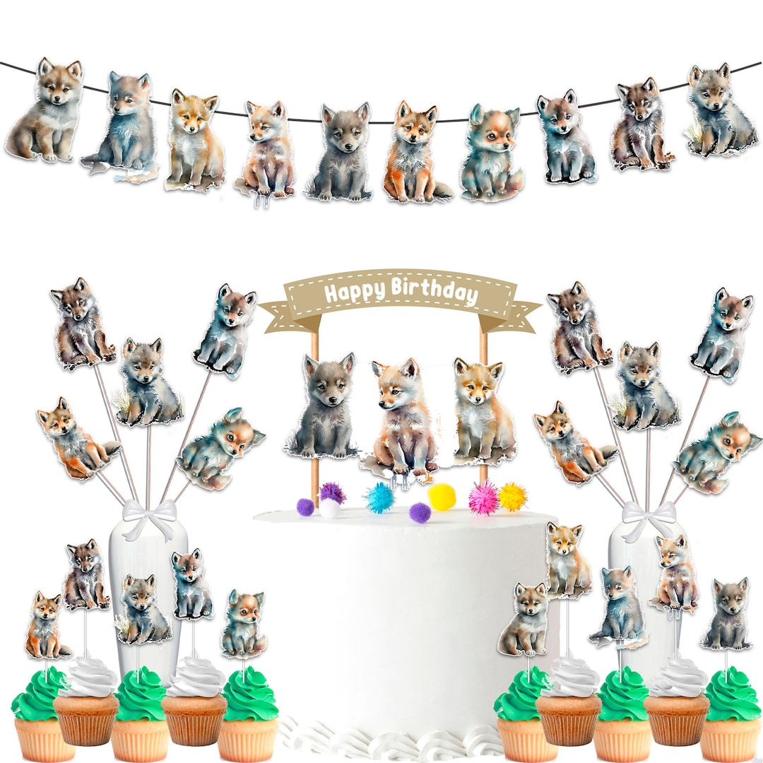 Wolf Birthday Party Decoration Set , Forest Animals Bundle Theme Party ...