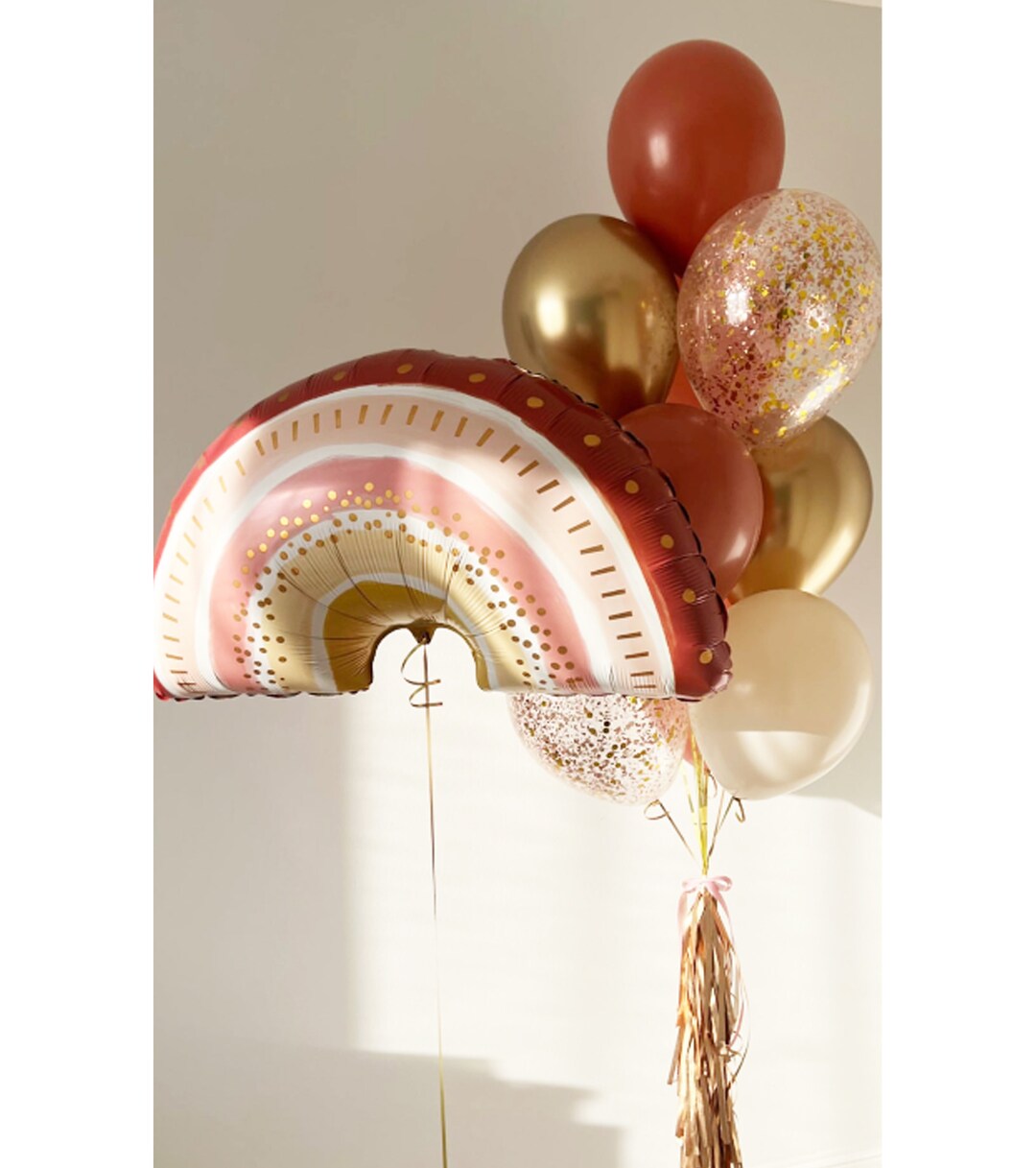 Boho Chic Rainbow and Confetti Balloons Bouquet - Perfect for Birthday ...