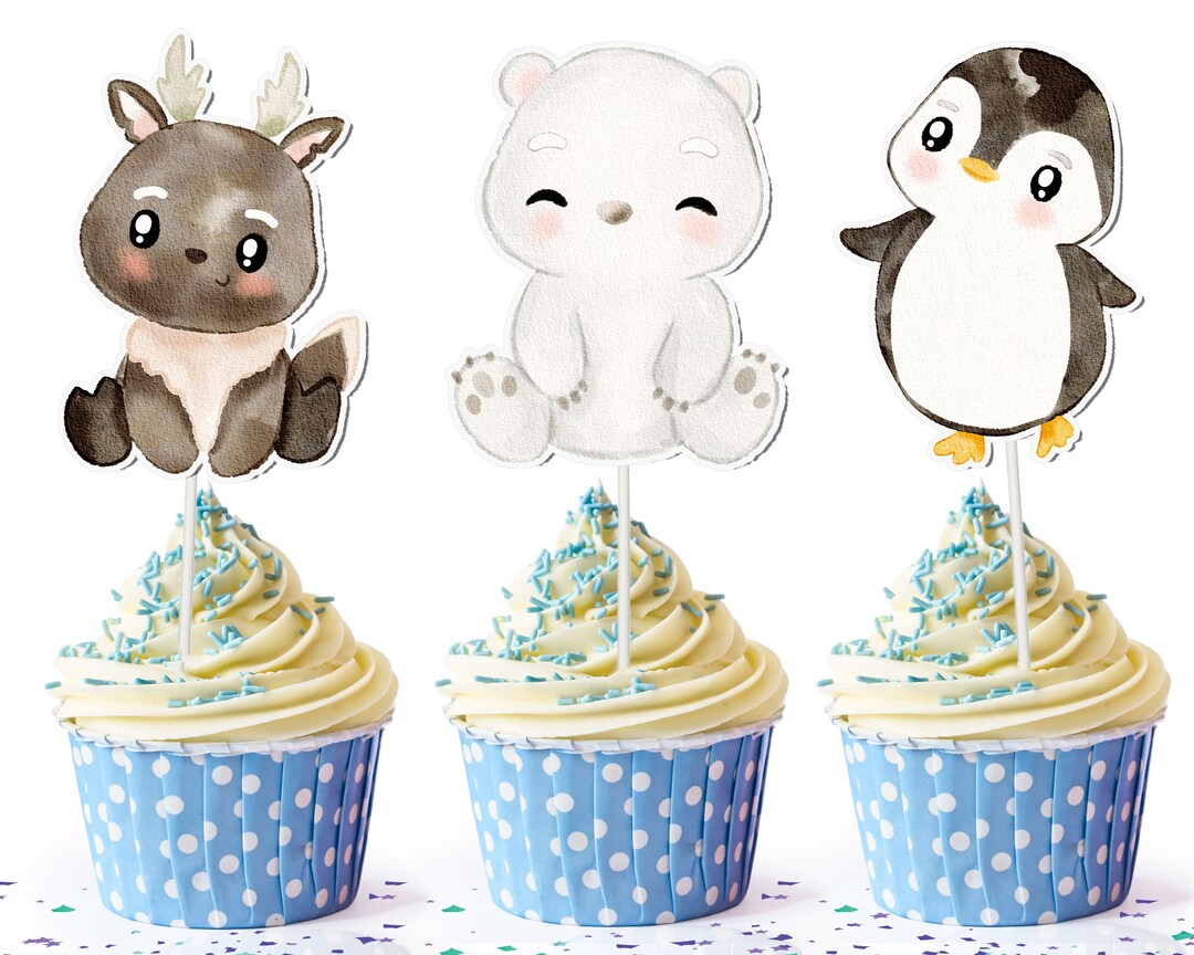 10 PCS Party Arctic Animals Cupcake Toppers - Create a Winter ...