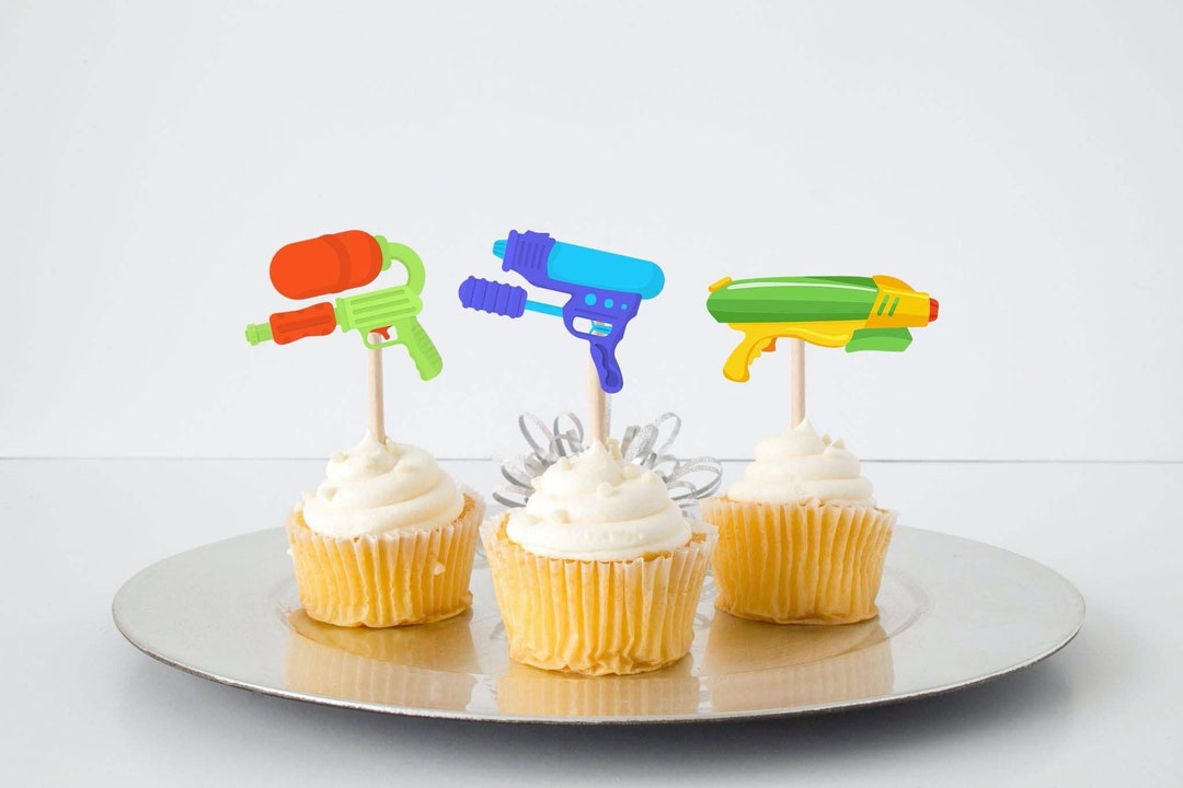 Water Guns Cupcake Toppers Pool Party Supplies for Birthday - Etsy
