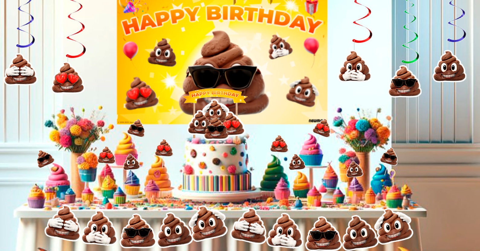 NEWMOJI® Poop Emoji Wall Stickers - Set of 5 - Fun Home Decor for ...