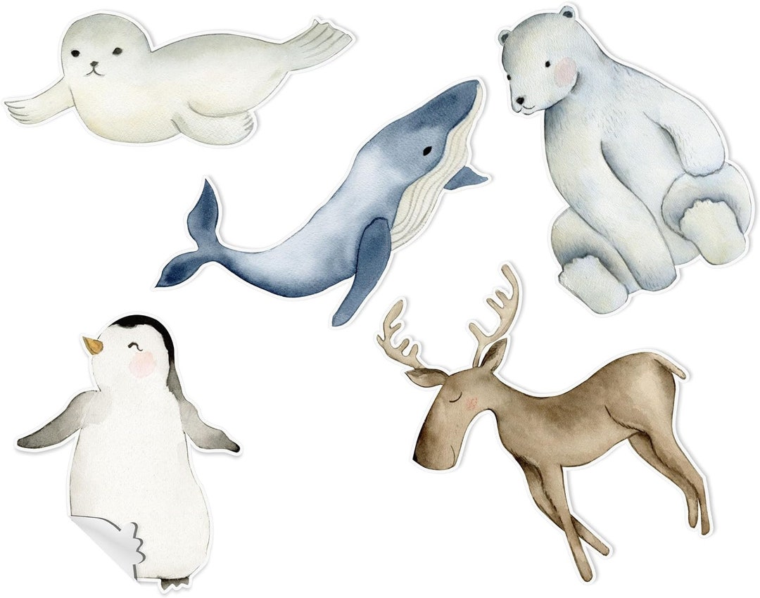 Arctic Animals Wall Stickers - Set of 5 | Perfect for Birthday and Baby ...