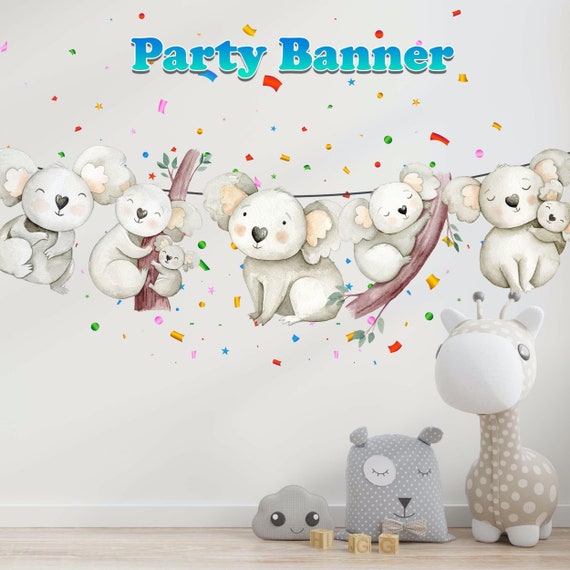 Koala Animals Birthday Banner Cute Koala Eucalyptus Party - Etsy
