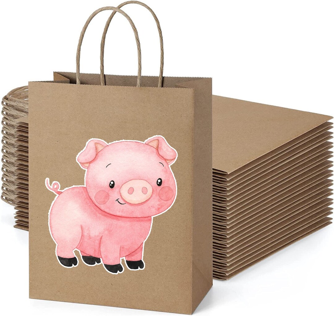 6 Pcs Pig Farm Animals Party Favor Bags | Barnyard Animals Birthday ...