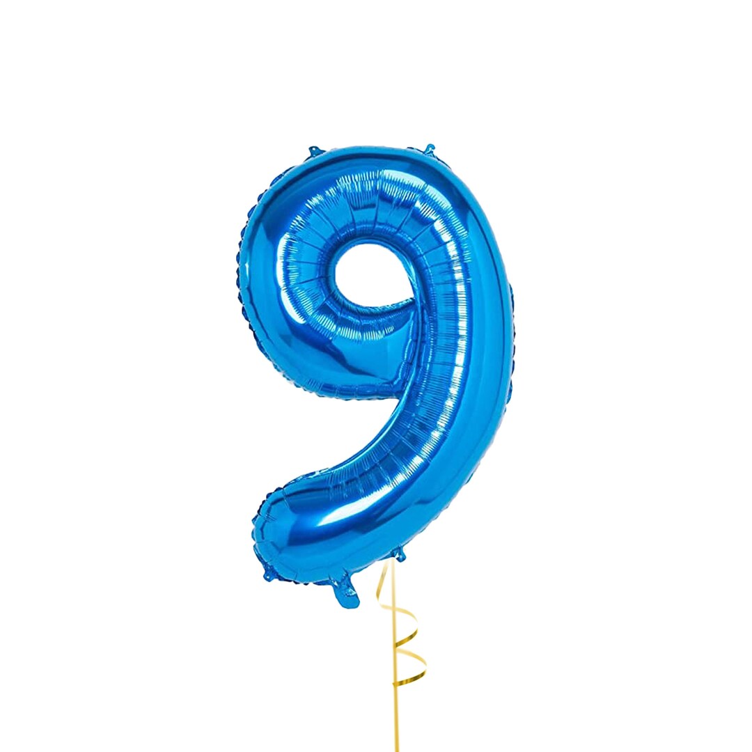 32 Inches Foil Blue 9 Shaped Balloon for Birthday Decorations Baby ...