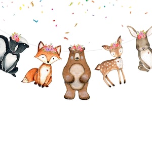 Woodland Animals Banner for Girls. Forest Animals Party Decorations for ...