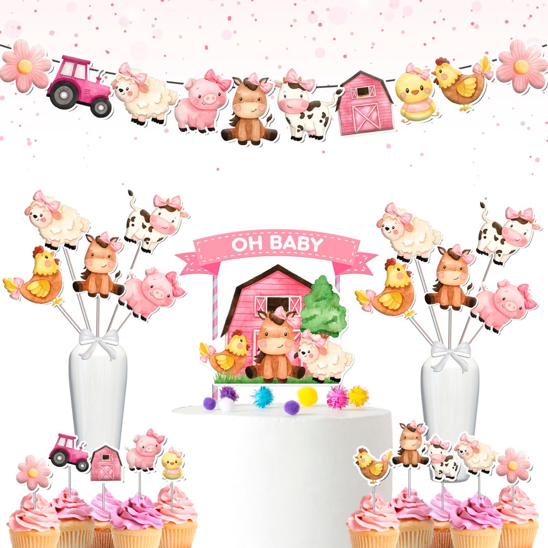 Farm Animals Baby Shower Decorations Set for Girls - Etsy