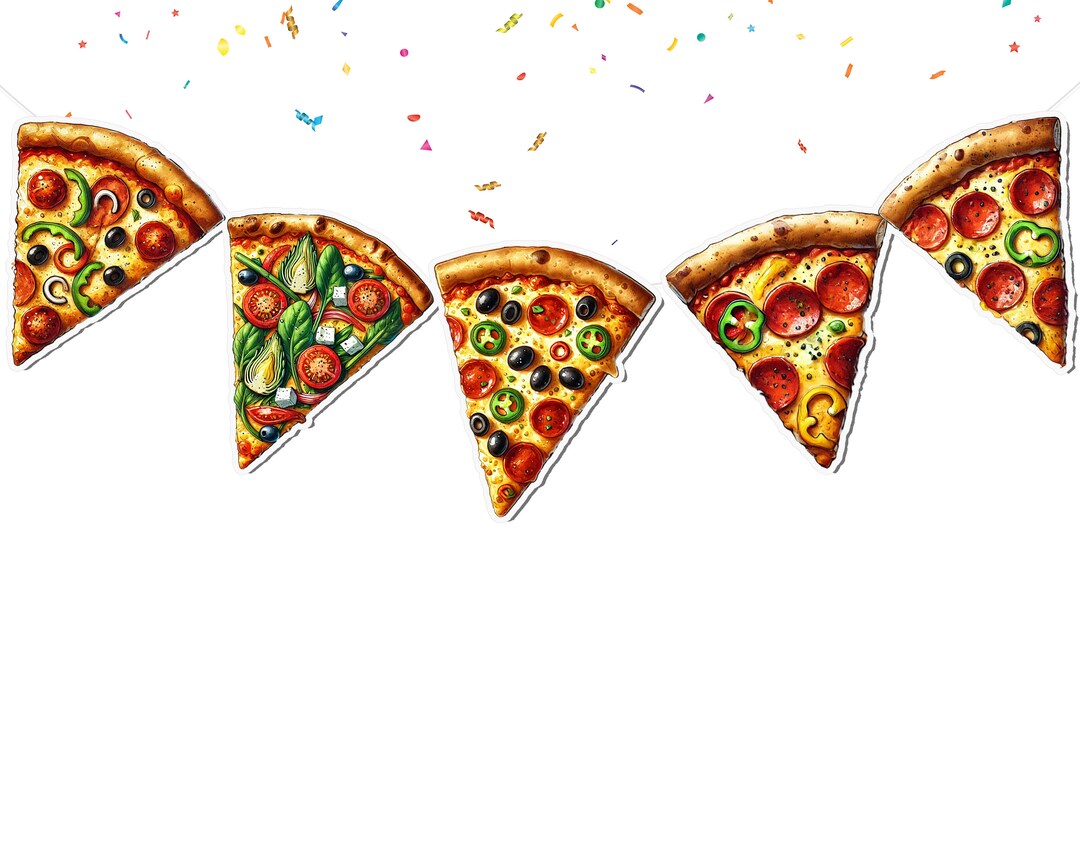 Delicious Pizza Slice Party Banner - Vibrant Pizza Garland for Food ...