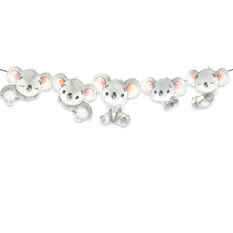 Koala Animals Birthday Banner Cute Koala Eucalyptus Party - Etsy