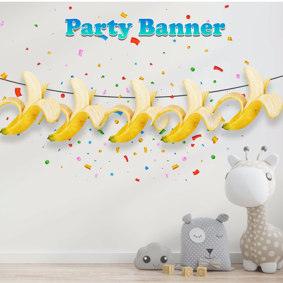 Banana Birthday Banner Cute Watercolor Banana Party Supplies - Etsy
