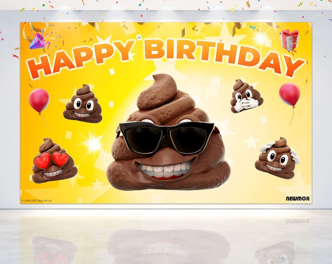 Happy Birthday Poop Head, Happy Birthday Shit Head, Poop Emoji Banner ...