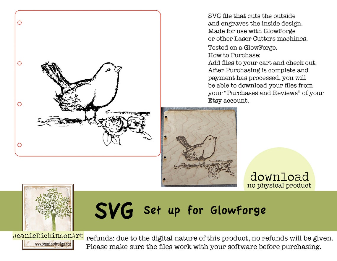 Bird Art BOOK COVERS to Make an Hand Made Book Svg Glowforge Ready for ...