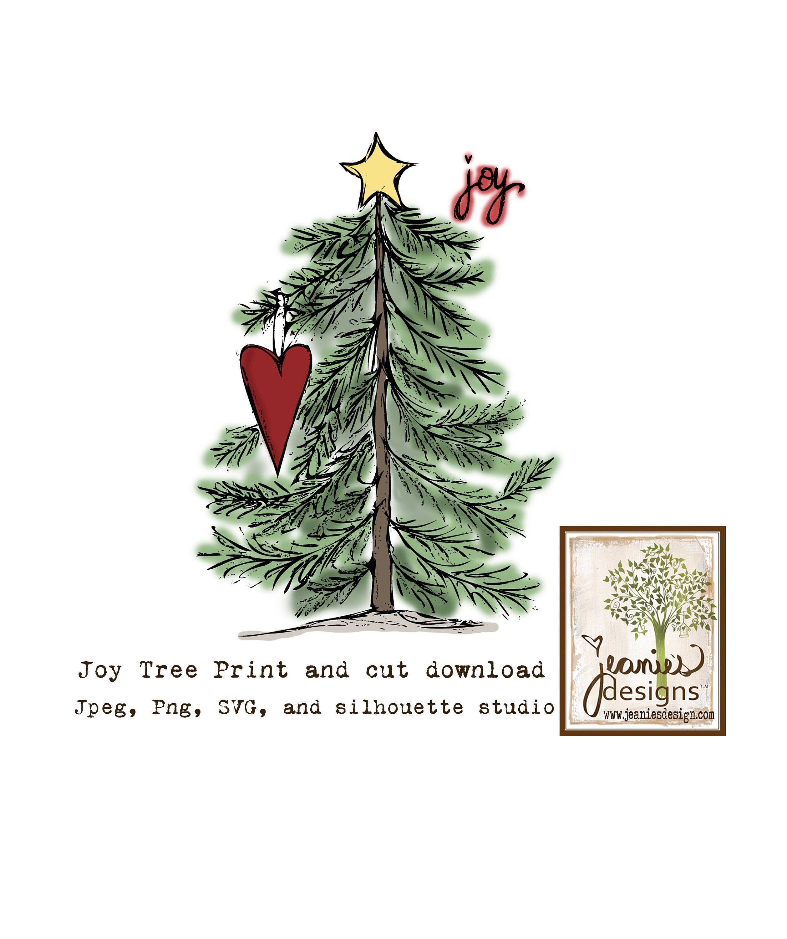 Holidaytree Joy Print and Cut Jpeg Png Svg and Silhouette - Etsy