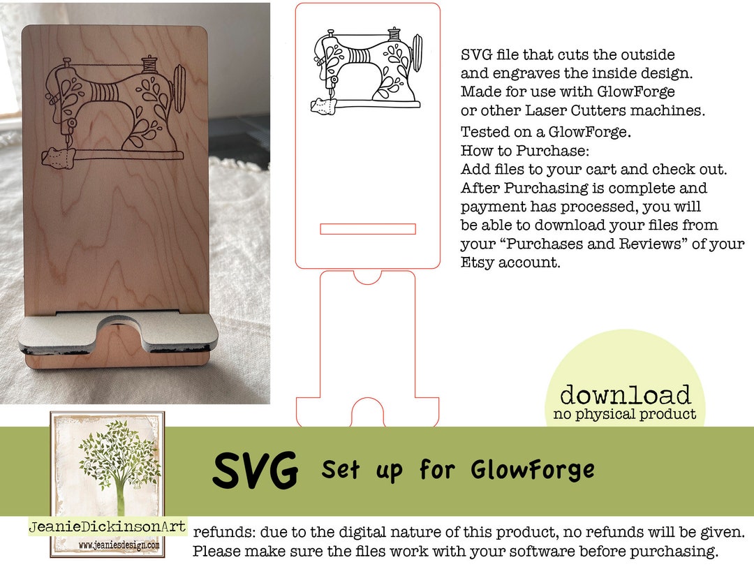 Cell Phone Holder SVG Cut File With Paisley Sewing Machine Engraved ...