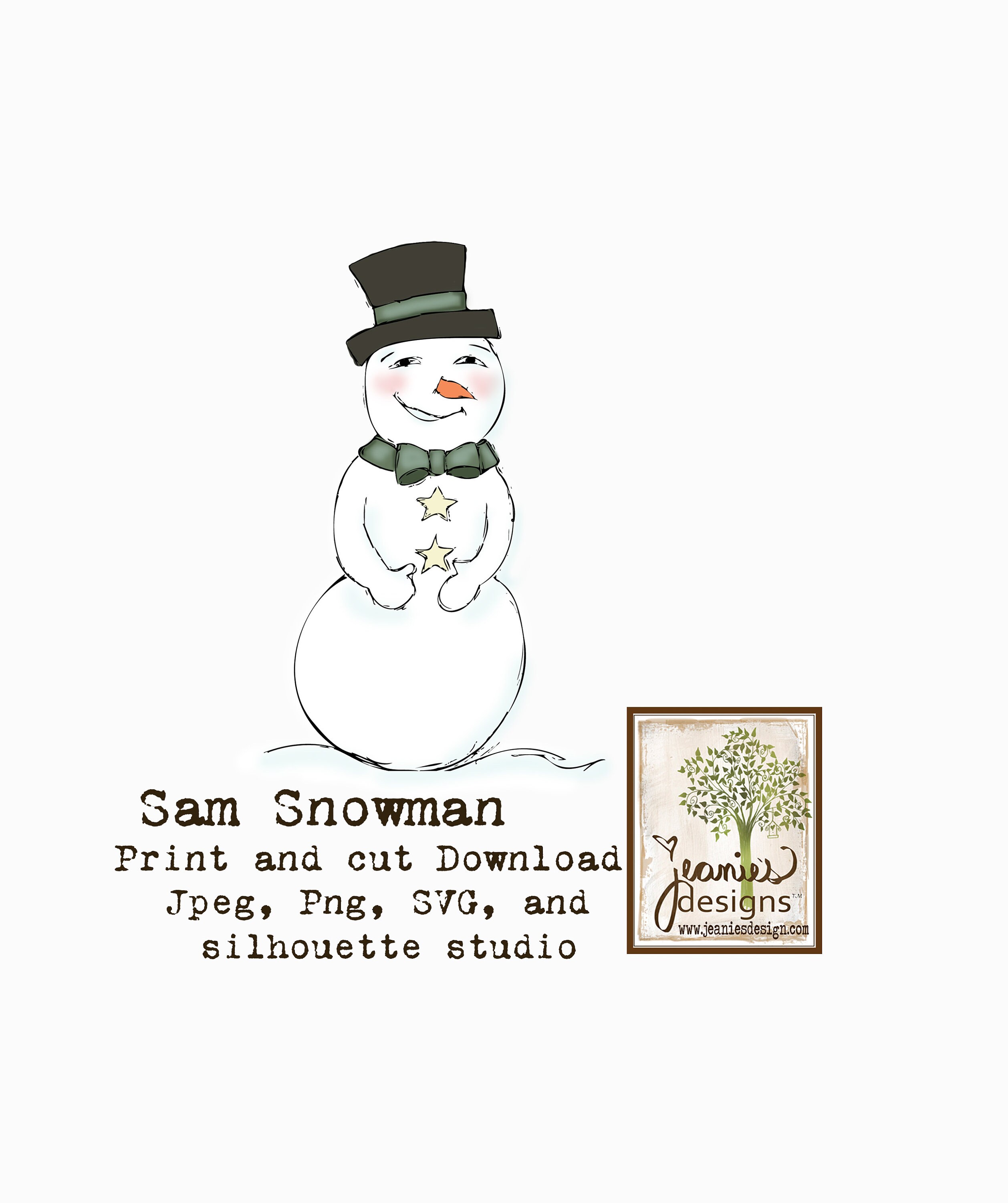 Snowman Clipart, Print and Cut Jpeg, PNG, SVG, Silhouette Studio, Dxf ...
