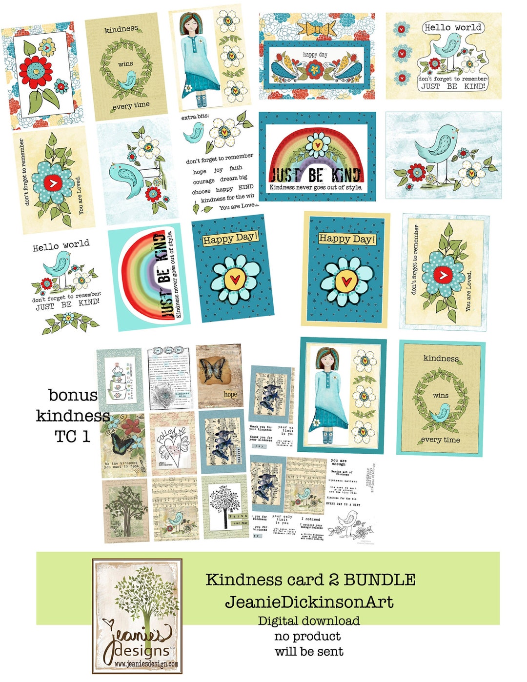 Kindness Card Bundle Printable 300dpi Jpeg and Pdf Download - Etsy