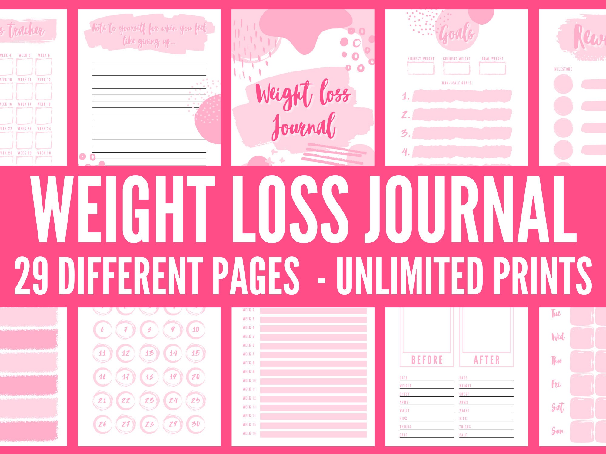 Weight Loss Journal | Printable Weight Loss Planner | Printable Weight ...