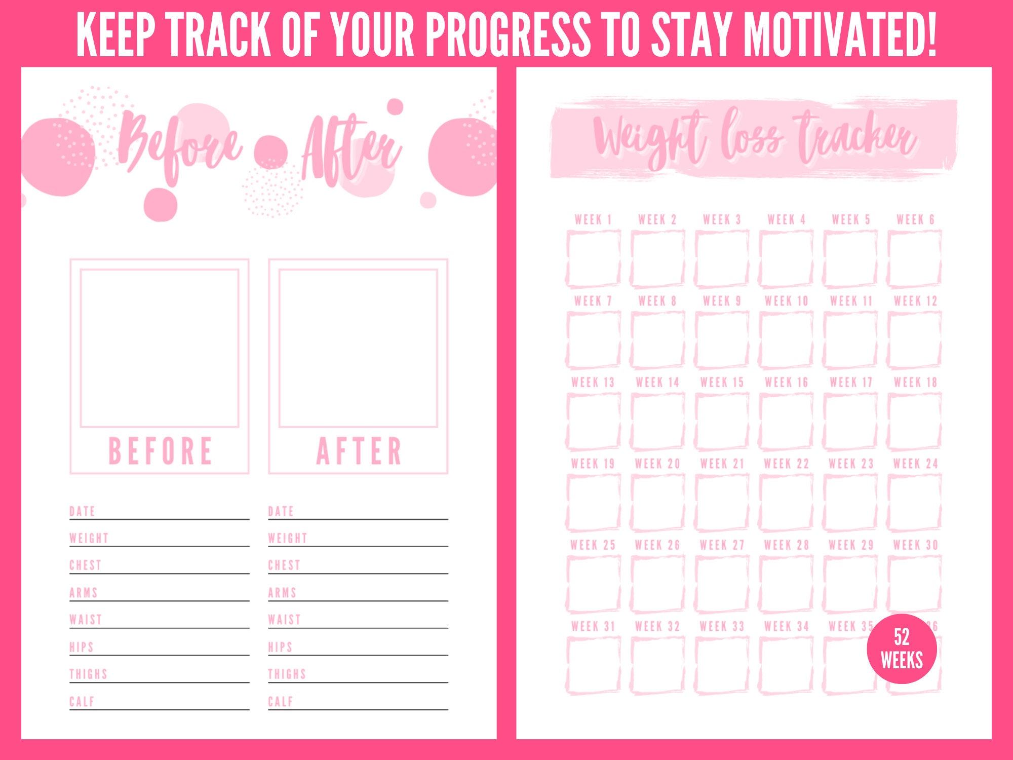 Weight Loss Journal | Printable Weight Loss Planner | Printable Weight ...