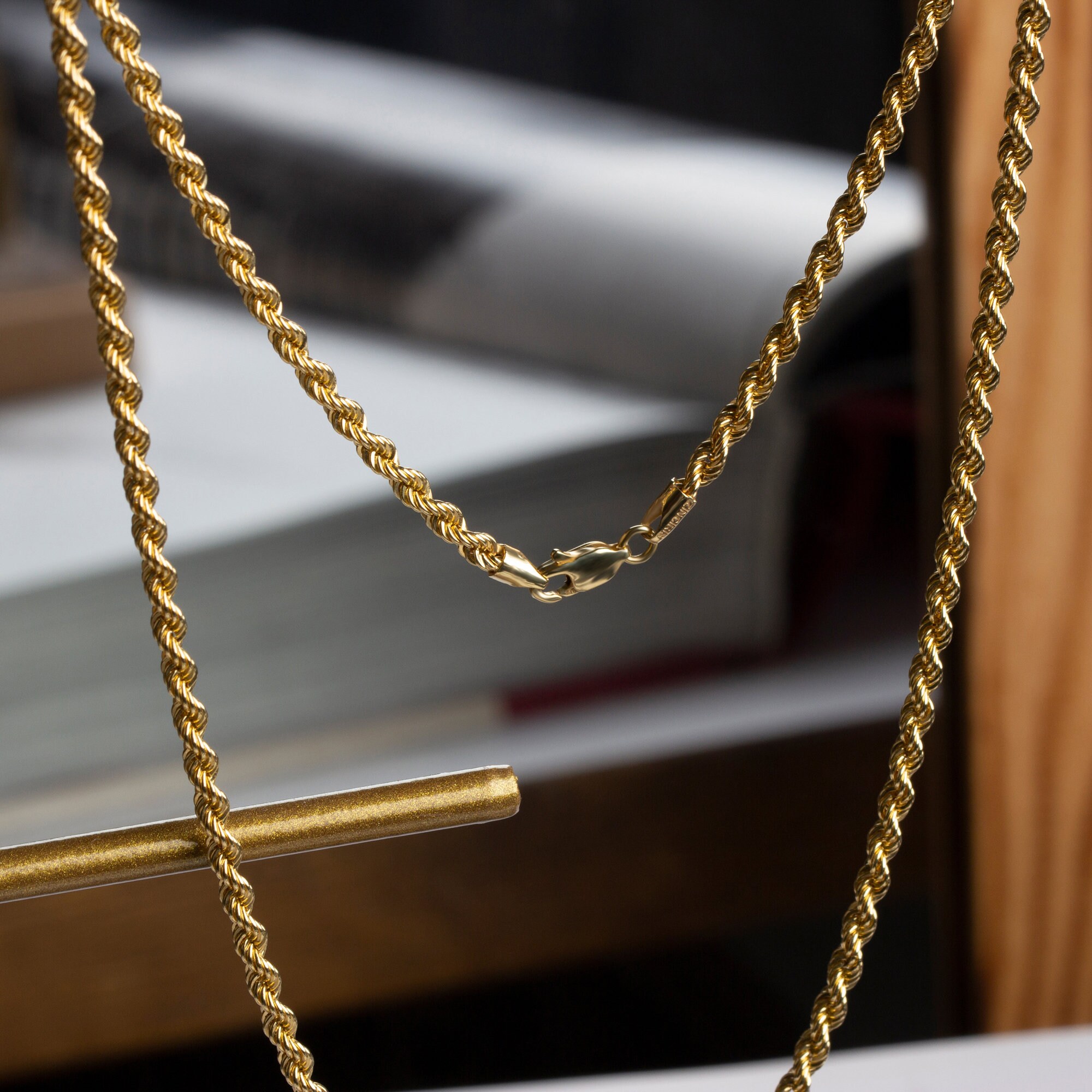 14K Gold Rope Chain 3mm Thick Dainty Modern Jewelry Bridal Jewelry ...