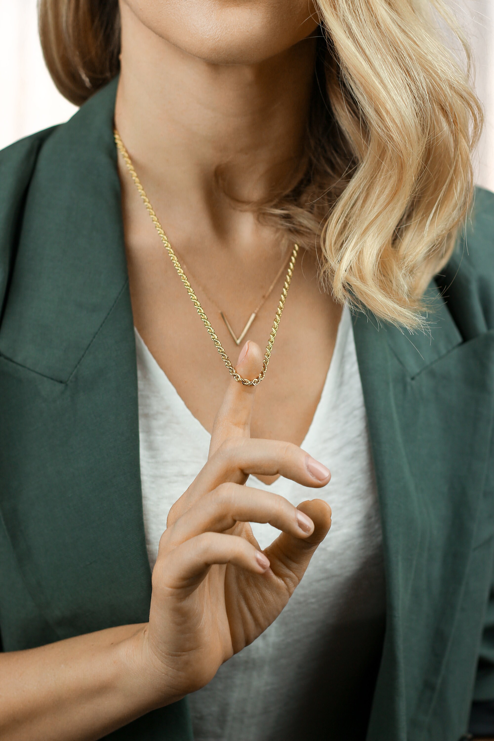 14K Gold Rope Chain 3mm Thick Dainty Modern Jewelry Bridal Jewelry ...