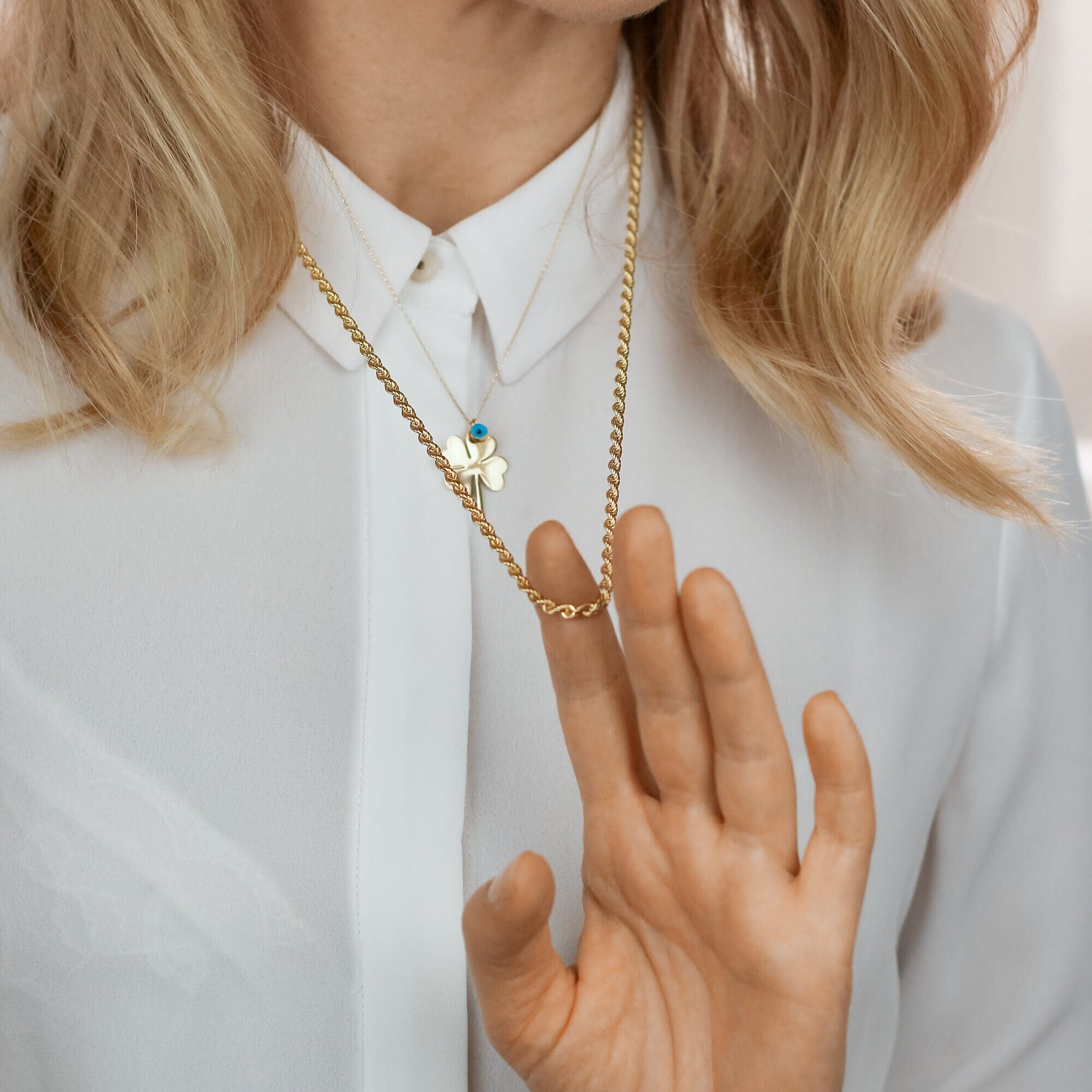 14K Gold Rope Chain 3mm Thick Dainty Modern Jewelry Bridal Jewelry ...