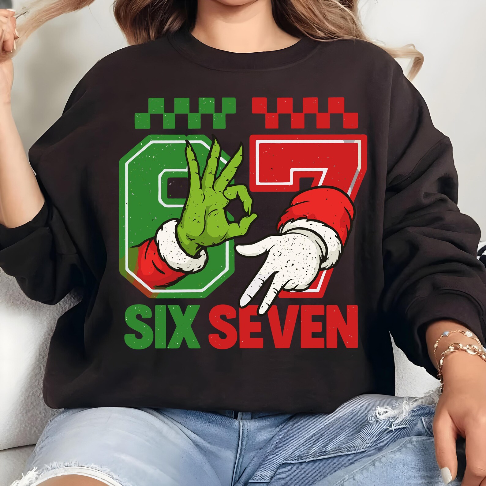 67 PNG, Santa Hand 67 PNG, Funny Christmas Six Seven Clipart, Festive ...