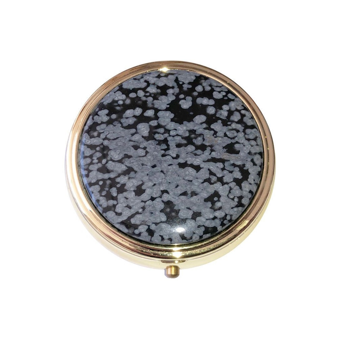 Pill Box Snowflake Obsidian in Semi-precious Natural Stone Root Chakra - Etsy