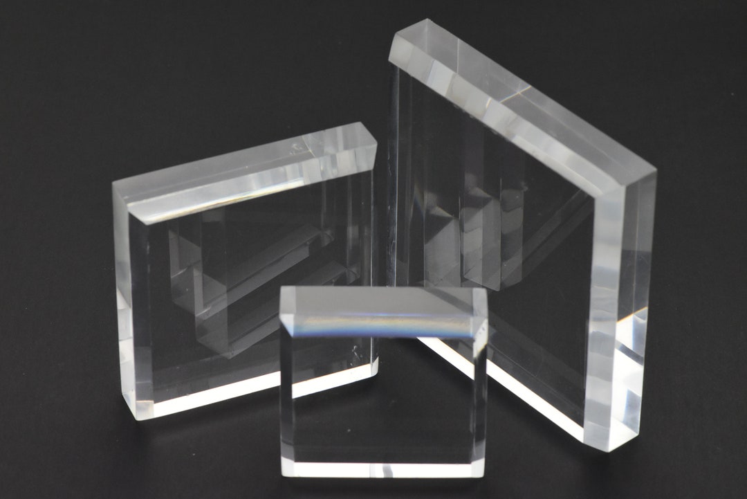 3/4" Clear Acrylic Square Block Stand for Mineral, Fossil, Trophy, Urn ...