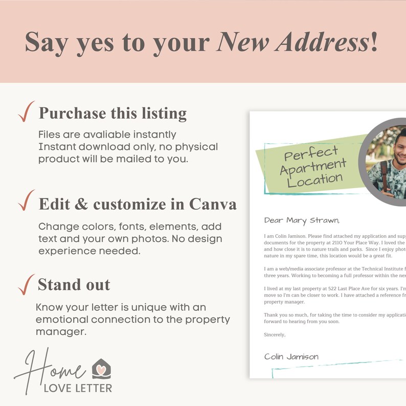 Rental Cover Letter Template Dear Property Manager Letter - Etsy Australia