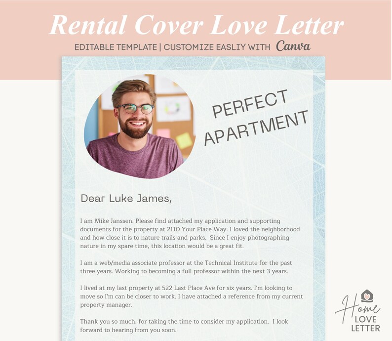 Rental Cover Letter Template Cute Rustic Dear Landlord - Etsy