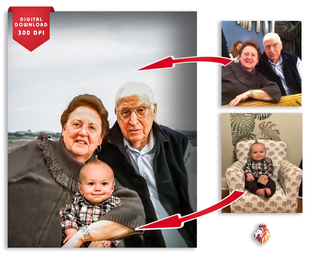 Photo Merge or Add People to Photo, Couple Portrait, Add Deceased Loved ...