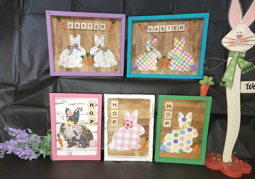 Easter Sign, Bunny Sign, Hop Sign, Bunny Decor, Easter Tiered Tray ...