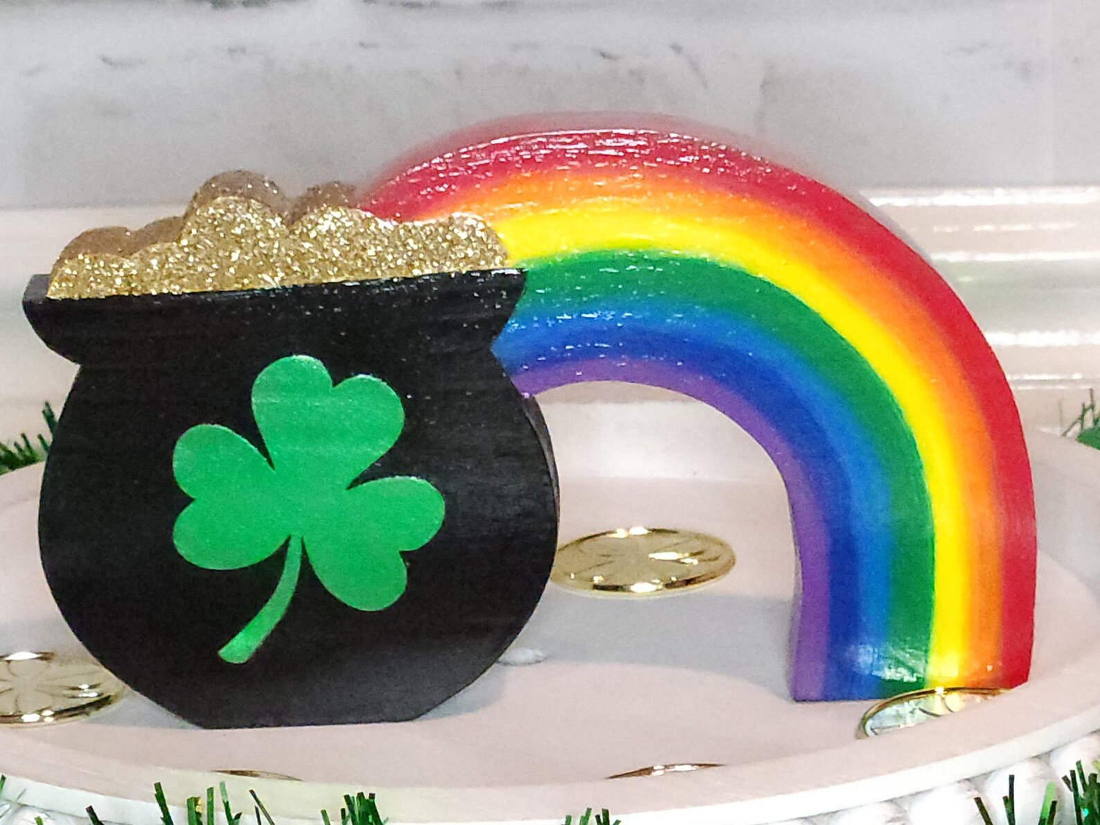 Pot of Gold With Rainbow, St Patrick's Day Decor, Tiered Tray Decor ...