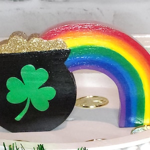 Pot of Gold With Rainbow, St Patrick's Day Decor, Tiered Tray Decor ...