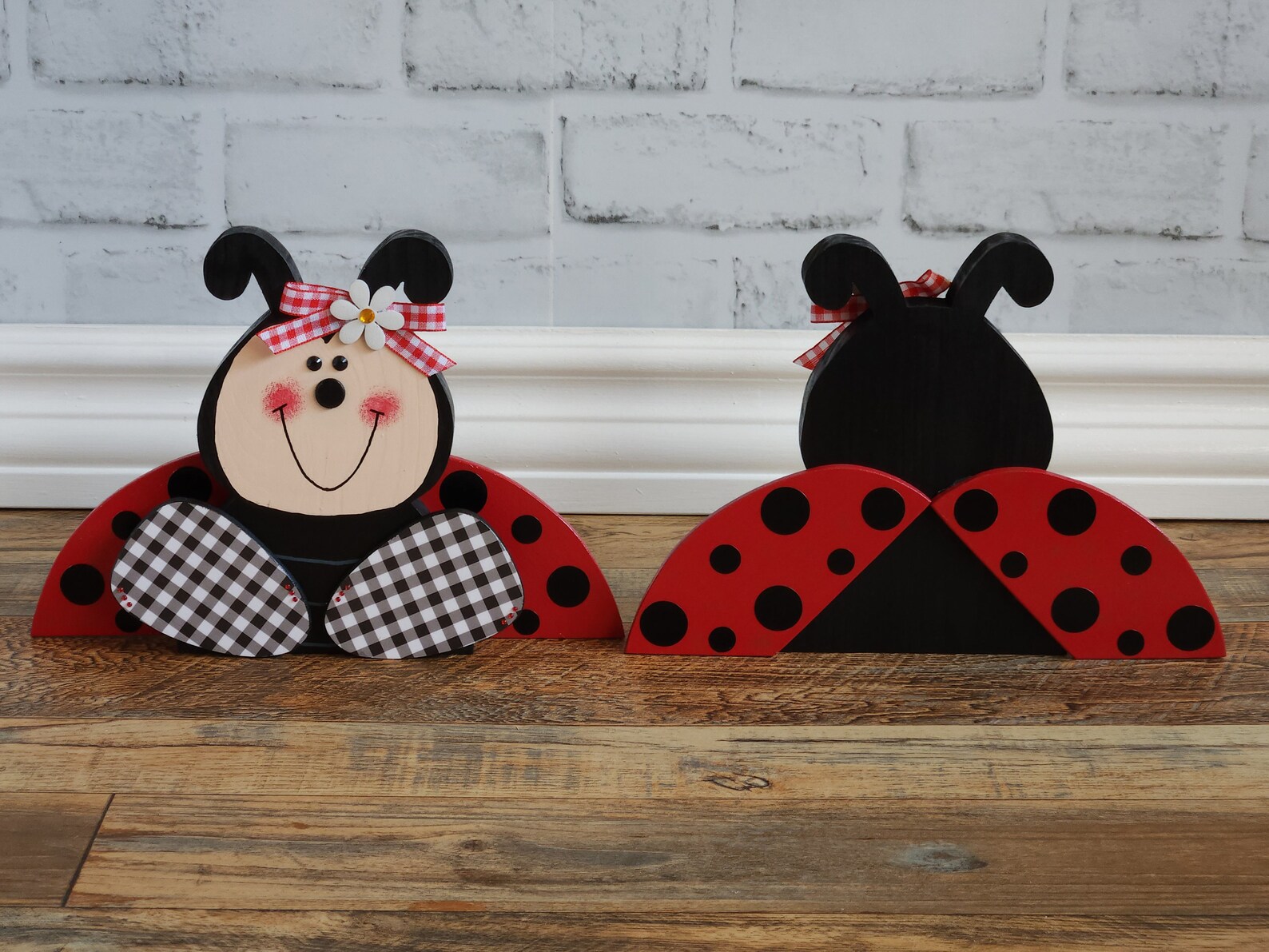 Ladybug Tiered Tray Decor, Wood Ladybug Decor, Wood Flower Decor ...
