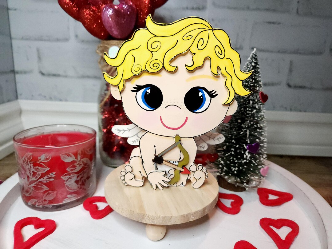 Cupid Tiered Tray Decor, Wooden Cupid, Valentines Day Tiered Tray ...