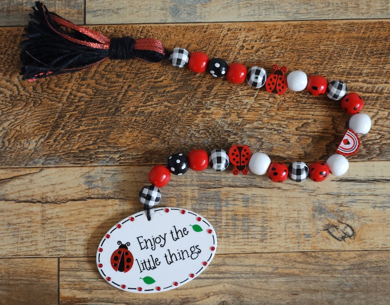 Ladybug Tiered Tray Decor, Wood Ladybug Decor, Wood Flower Decor ...
