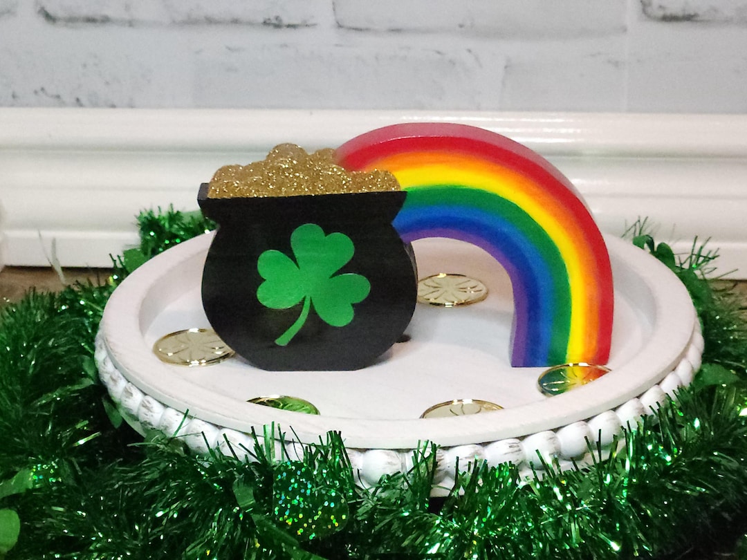 Pot of Gold With Rainbow, St Patrick's Day Decor, Tiered Tray Decor ...