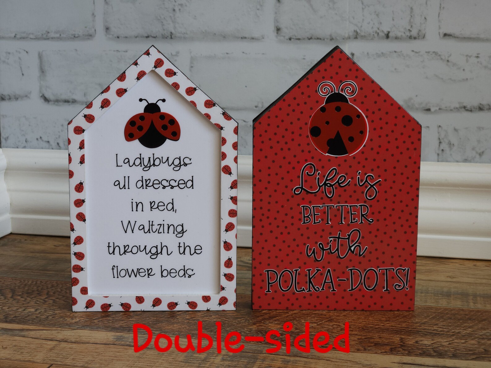 Ladybug Tiered Tray Decor, Wood Ladybug Decor, Wood Flower Decor ...