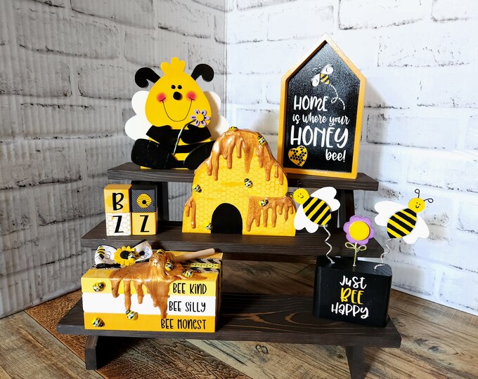 BEE TIERED TRAY/ Honey Bee Themed Decor & Bundle / Wood Signs, Wood ...