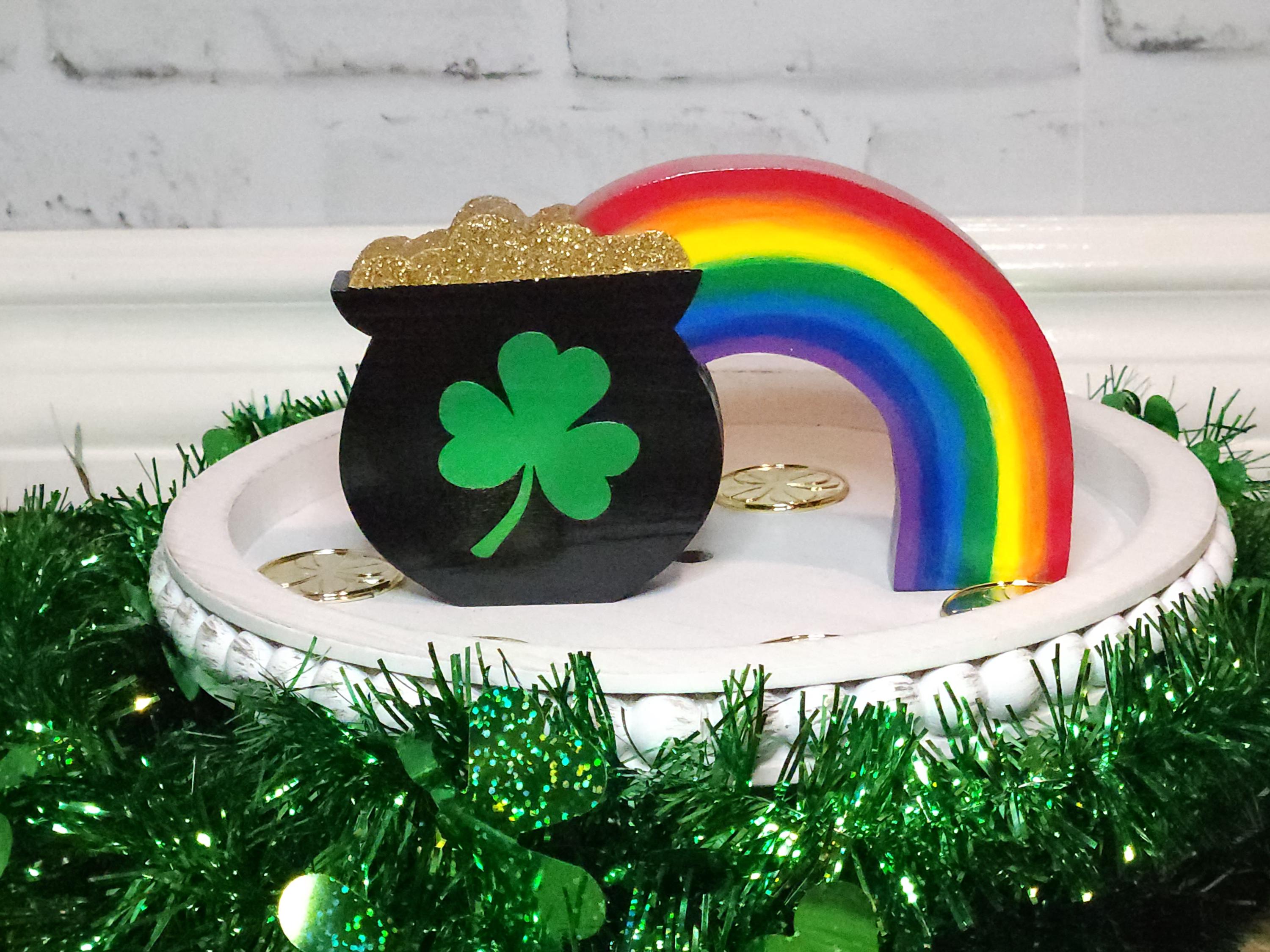 Pot of Gold With Rainbow, St Patrick's Day Decor, Tiered Tray Decor ...