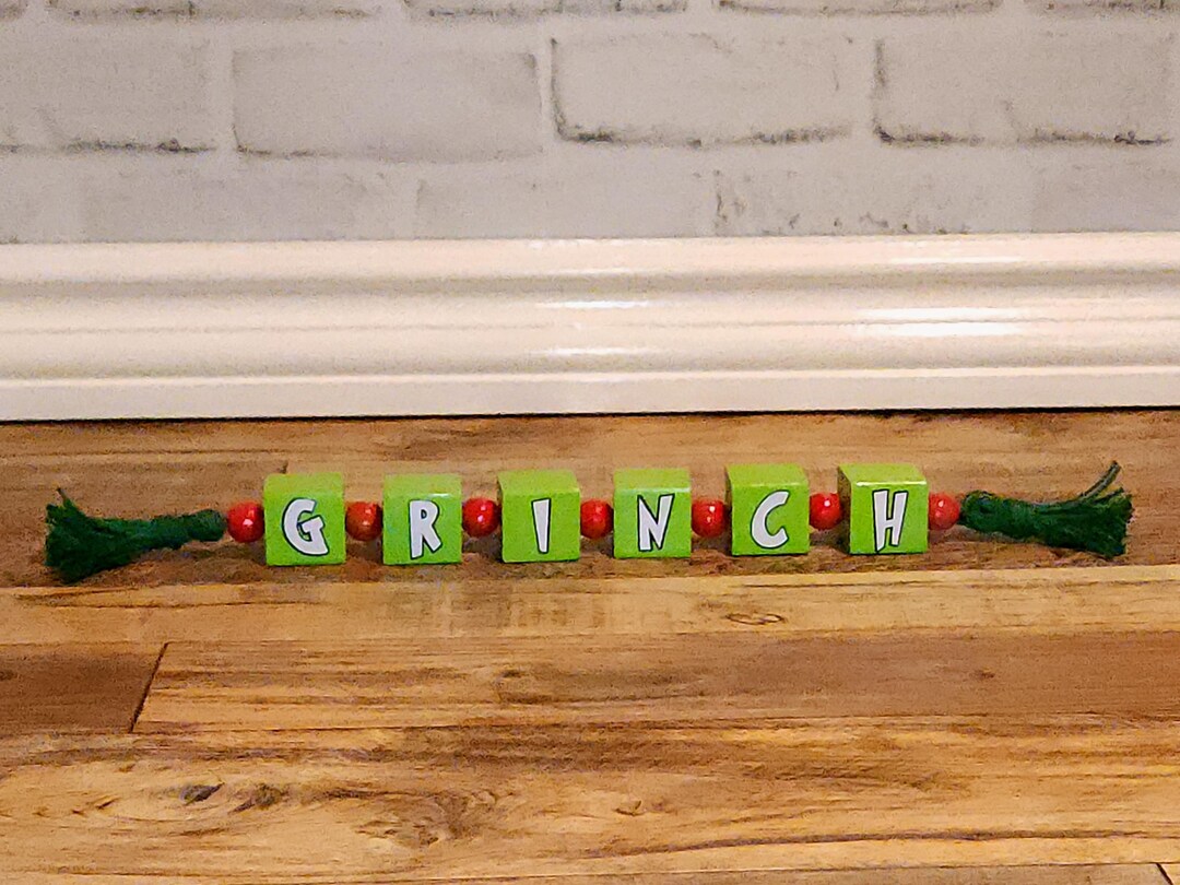 Grinch Wood Block Garland, Grinchmas Decor, Grinch Blocks, Tiered Tray ...