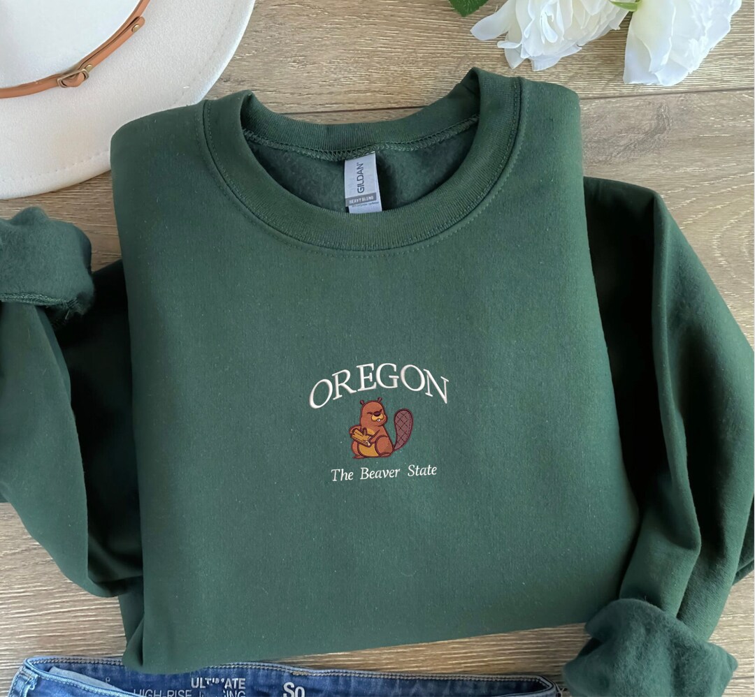 Embroidered Oregon Beaver Sweatshirt: State Crewneck - Etsy