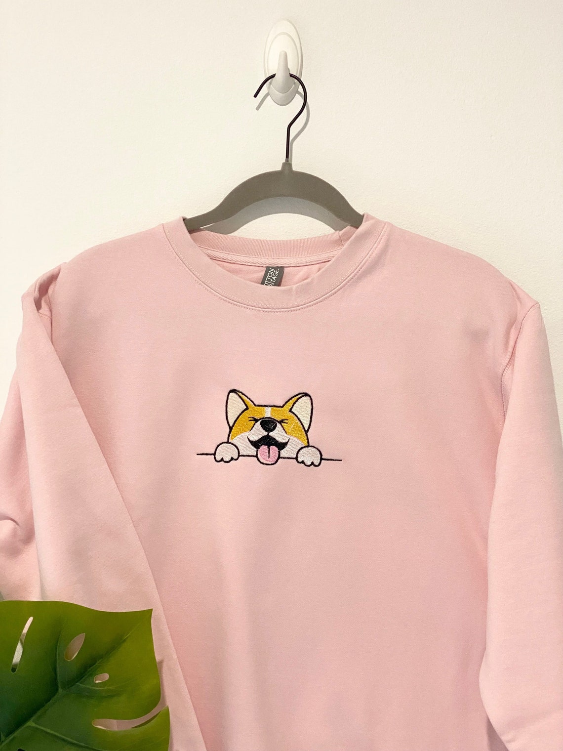 Corgi Embroidered Pink Crewneck Super Fluffy Corgi Corgi Dog - Etsy
