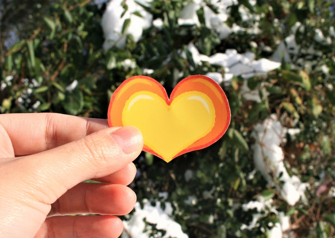 Yellow Heart Emoji Sticker | Emoticon | Vinyl | Matte | Valentine's Day ...