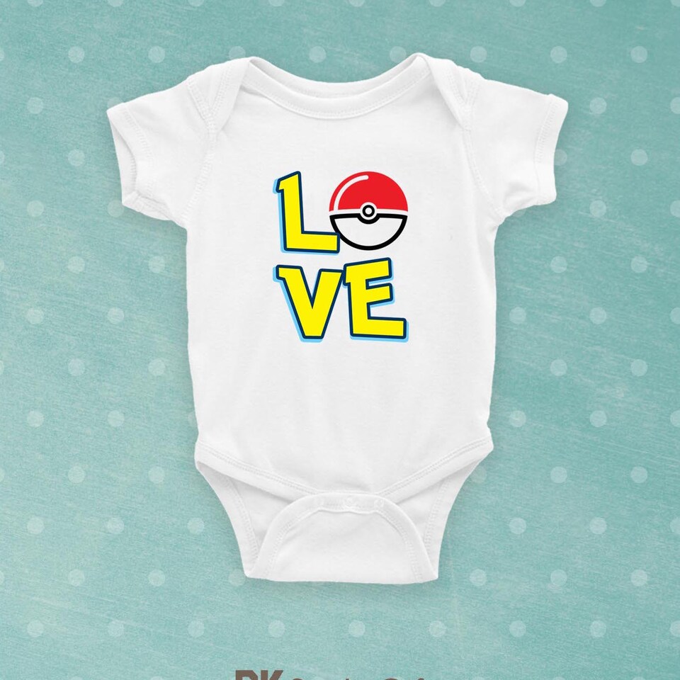 Love Pokeball Baby Onesie, Pokemon Inspired Baby onesie sold by Borja ...