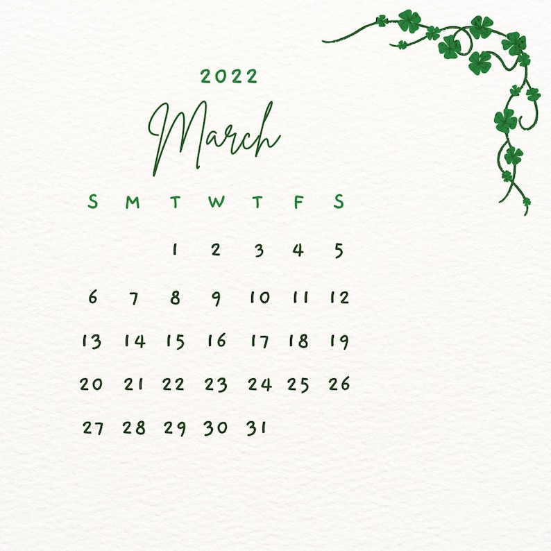 Printable March Month Calendar - Etsy