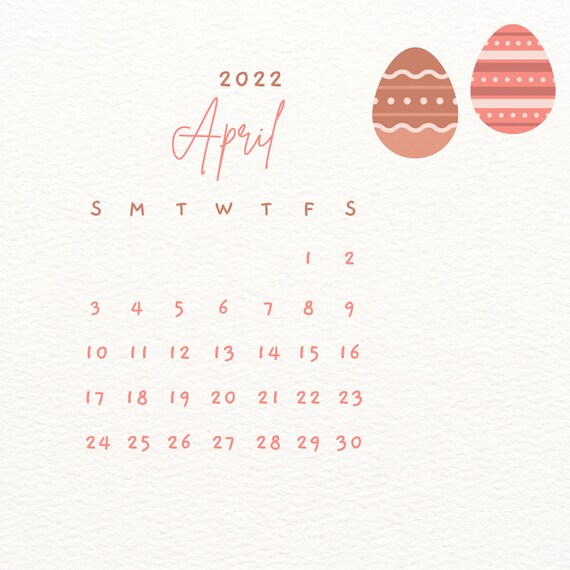 Printable April Month Calendar | Etsy