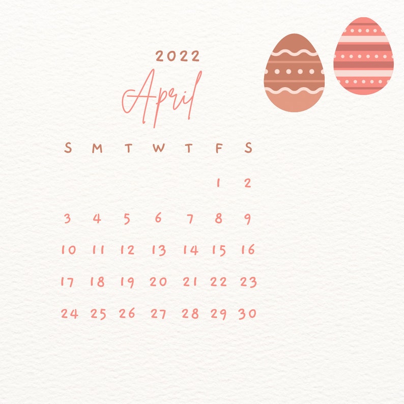 Printable April Month Calendar - Etsy